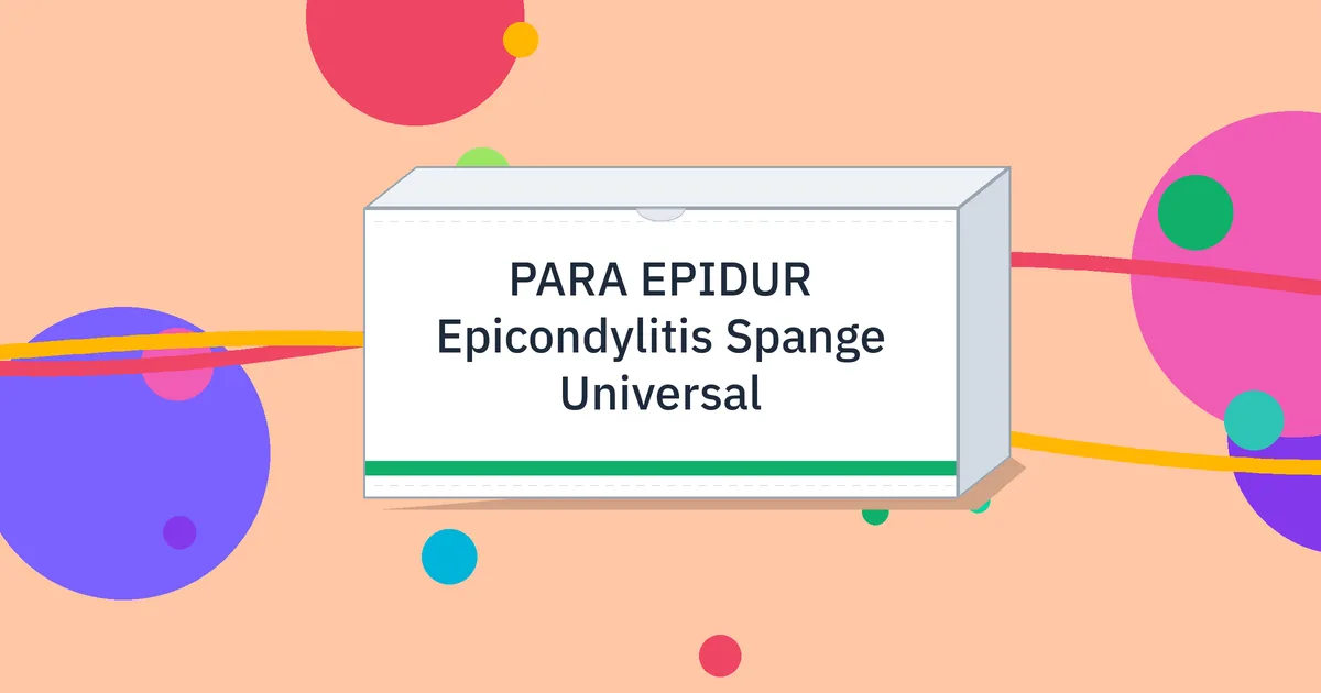Symbolbild: Packung mit der Aufschrift PARA EPIDUR Epicondylitis Spange Universal (PZN 06987177) – Verfügbarkeit und Bezug in Apotheken in Frankfurt am Main