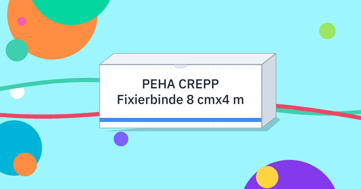 Symbolbild: Packung mit der Aufschrift PEHA CREPP Fixierbinde 8 cmx4 m (PZN 12564676) – Verfügbarkeit und Bezug in Apotheken in Frankfurt am Main