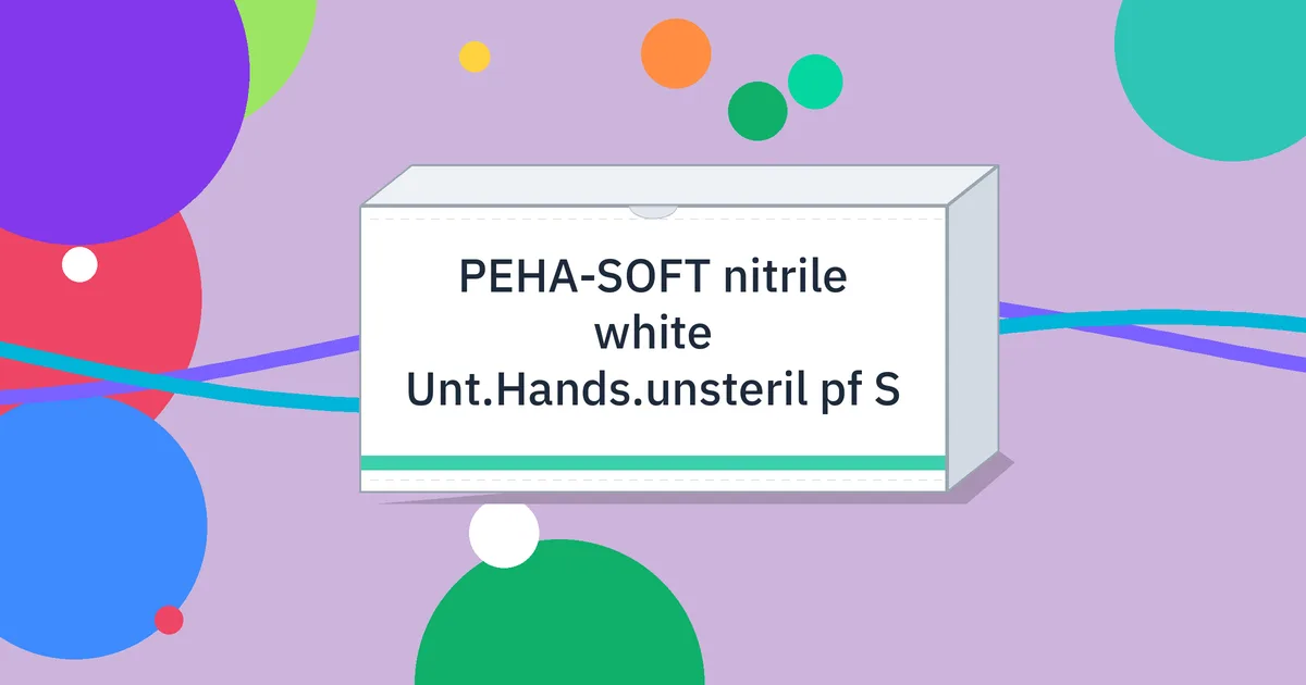Symbolbild: Packung mit der Aufschrift PEHA-SOFT nitrile white Unt.Hands.unsteril pf S (PZN 09213720) – Verfügbarkeit und Bezug in Apotheken in Frankfurt am Main