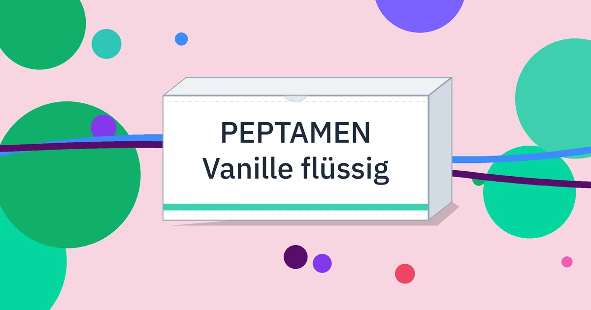Symbolbild: Packung mit der Aufschrift PEPTAMEN Vanille flüssig (PZN 00813571) – Verfügbarkeit und Bezug in Apotheken in Frankfurt am Main
