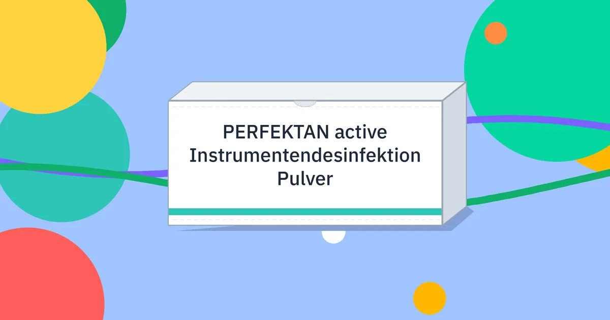 Symbolbild: Packung mit der Aufschrift PERFEKTAN active Instrumentendesinfektion Pulver (PZN 10966241) – Verfügbarkeit und Bezug in Apotheken in Frankfurt am Main