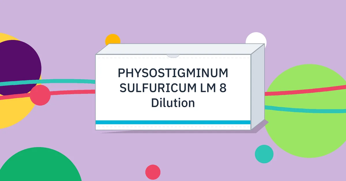 Symbolbild: Packung mit der Aufschrift PHYSOSTIGMINUM SULFURICUM LM 8 Dilution (PZN 13640155) – Verfügbarkeit und Bezug in Apotheken in Frankfurt am Main