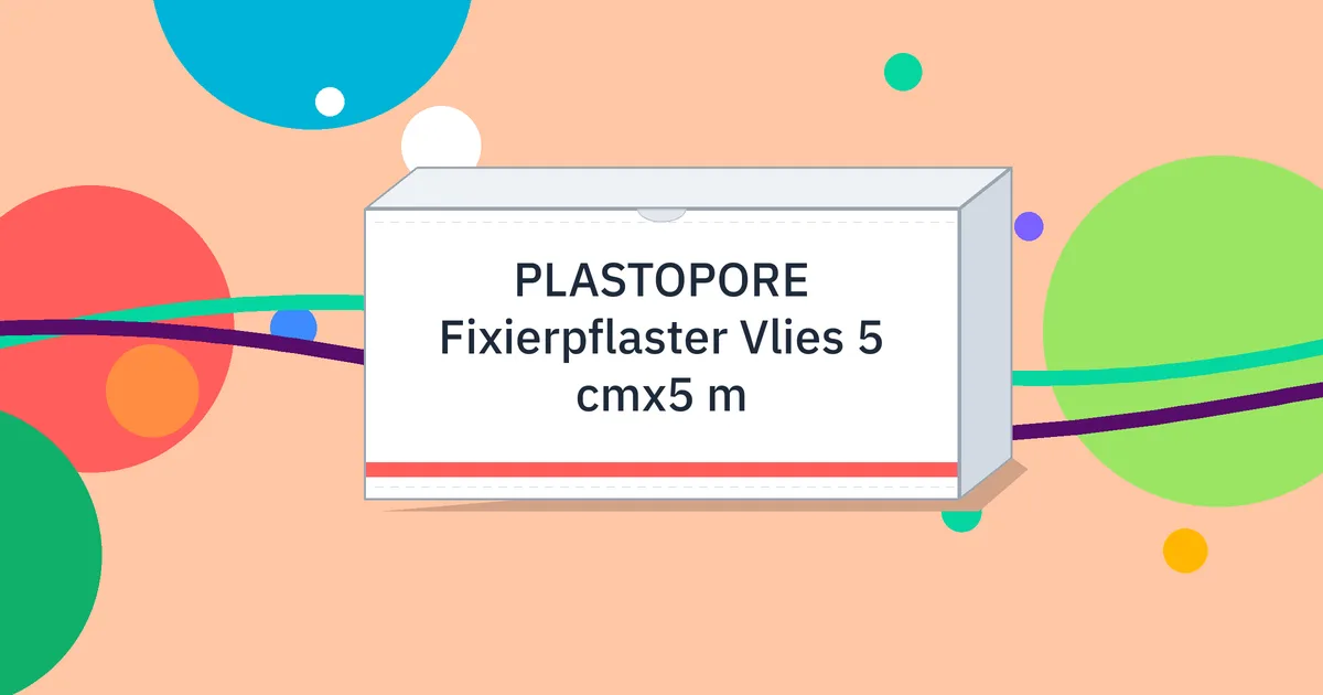 Symbolbild: Packung mit der Aufschrift PLASTOPORE Fixierpflaster Vlies 5 cmx5 m (PZN 10269163) – Verfügbarkeit und Bezug in Apotheken in Frankfurt am Main