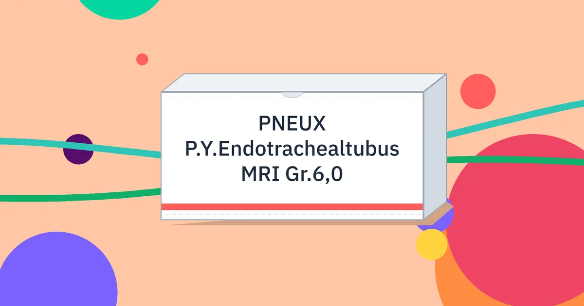 Symbolbild: Packung mit der Aufschrift PNEUX P.Y.Endotrachealtubus MRI Gr.6,0 (PZN 14165911) – Verfügbarkeit und Bezug in Apotheken in Frankfurt am Main