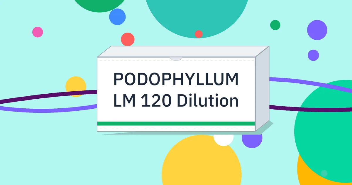 Symbolbild: Packung mit der Aufschrift PODOPHYLLUM LM 120 Dilution (PZN 13043258) – Verfügbarkeit und Bezug in Apotheken in Frankfurt am Main