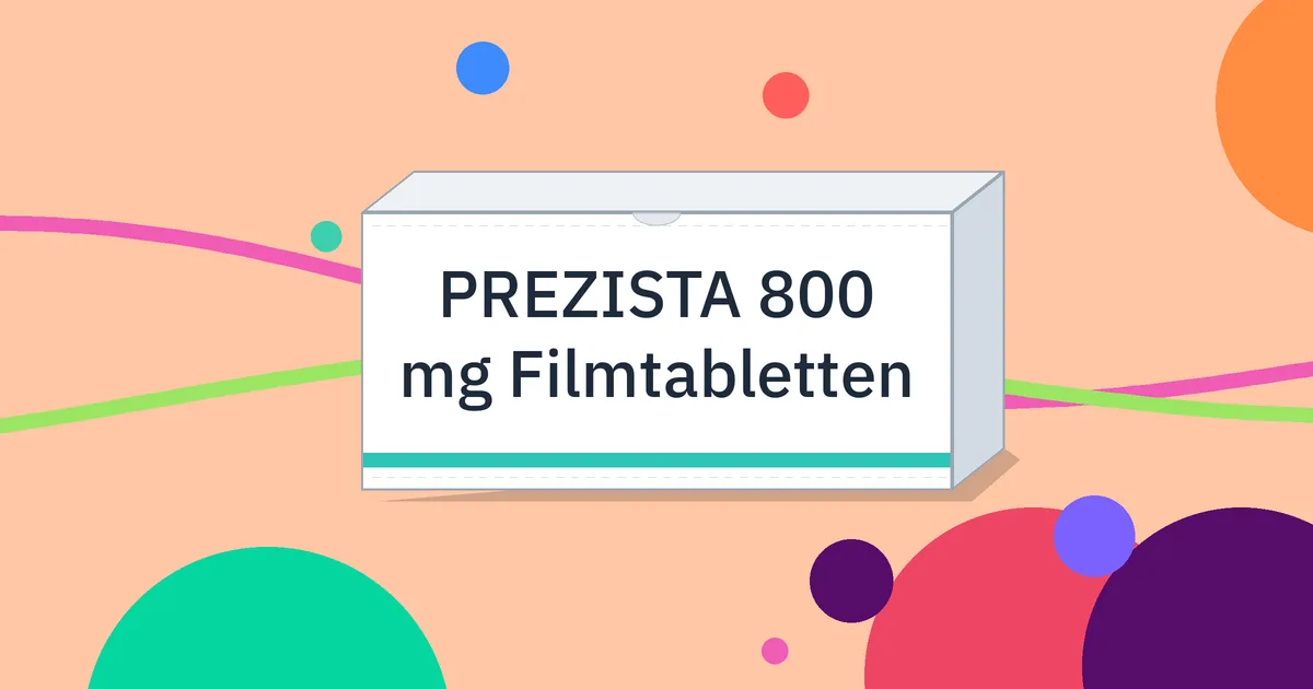 Symbolbild: Packung mit der Aufschrift PREZISTA 800 mg Filmtabletten (PZN 09915126) – Verfügbarkeit und Bezug in Apotheken in Frankfurt am Main