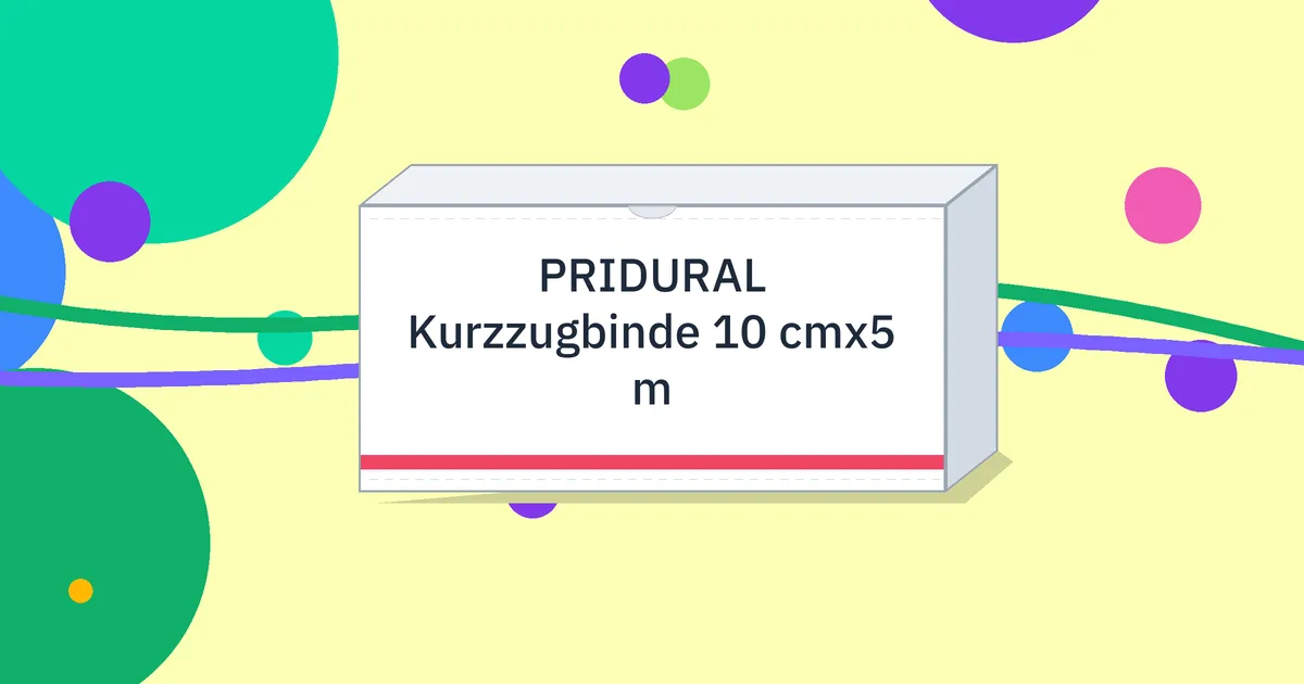 Symbolbild: Packung mit der Aufschrift PRIDURAL Kurzzugbinde 10 cmx5 m (PZN 04633564) – Verfügbarkeit und Bezug in Apotheken in Frankfurt am Main