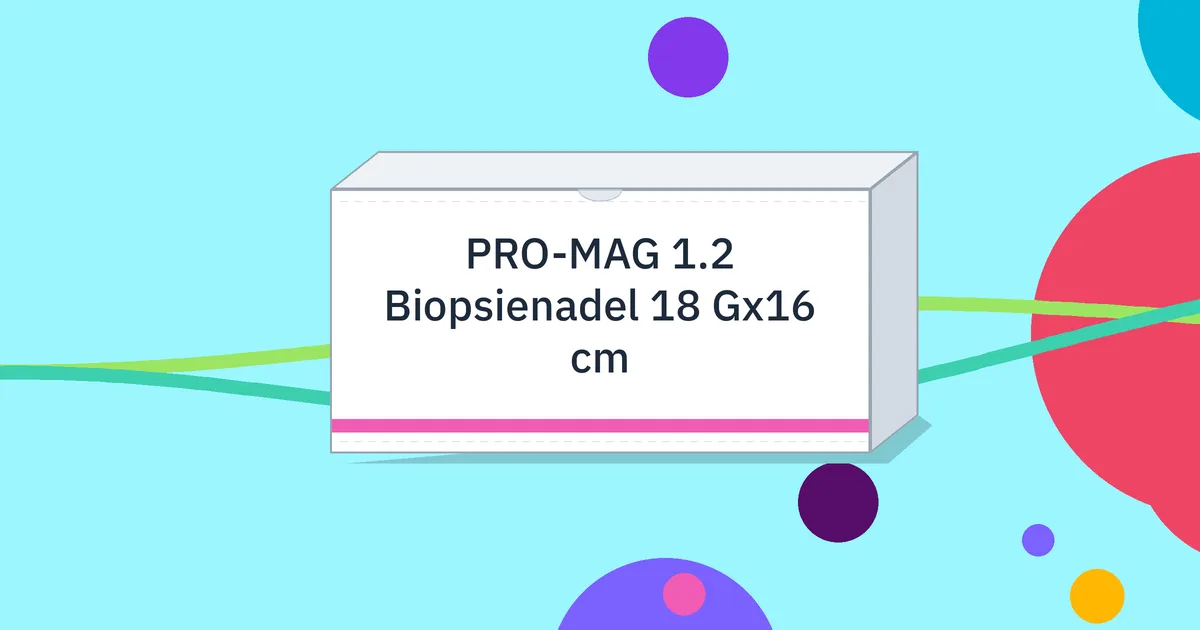 Symbolbild: Packung mit der Aufschrift PRO-MAG 1.2 Biopsienadel 18 Gx16 cm (PZN 06768216) – Verfügbarkeit und Bezug in Apotheken in Frankfurt am Main