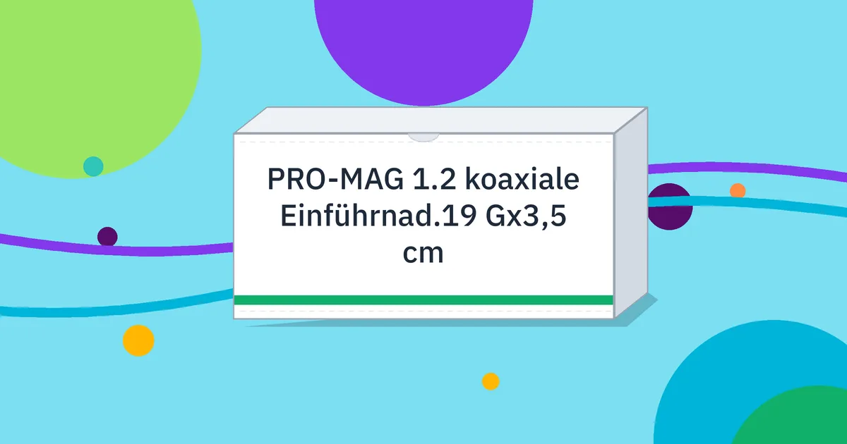 Symbolbild: Packung mit der Aufschrift PRO-MAG 1.2 koaxiale Einführnad.19 Gx3,5 cm (PZN 06768127) – Verfügbarkeit und Bezug in Apotheken in Frankfurt am Main