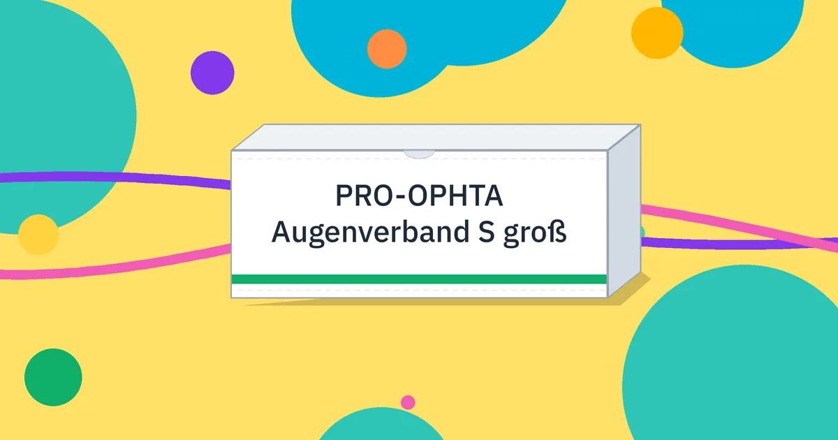 Symbolbild: Packung mit der Aufschrift PRO-OPHTA Augenverband S groß (PZN 19813935) – Verfügbarkeit und Bezug in Apotheken in Frankfurt am Main