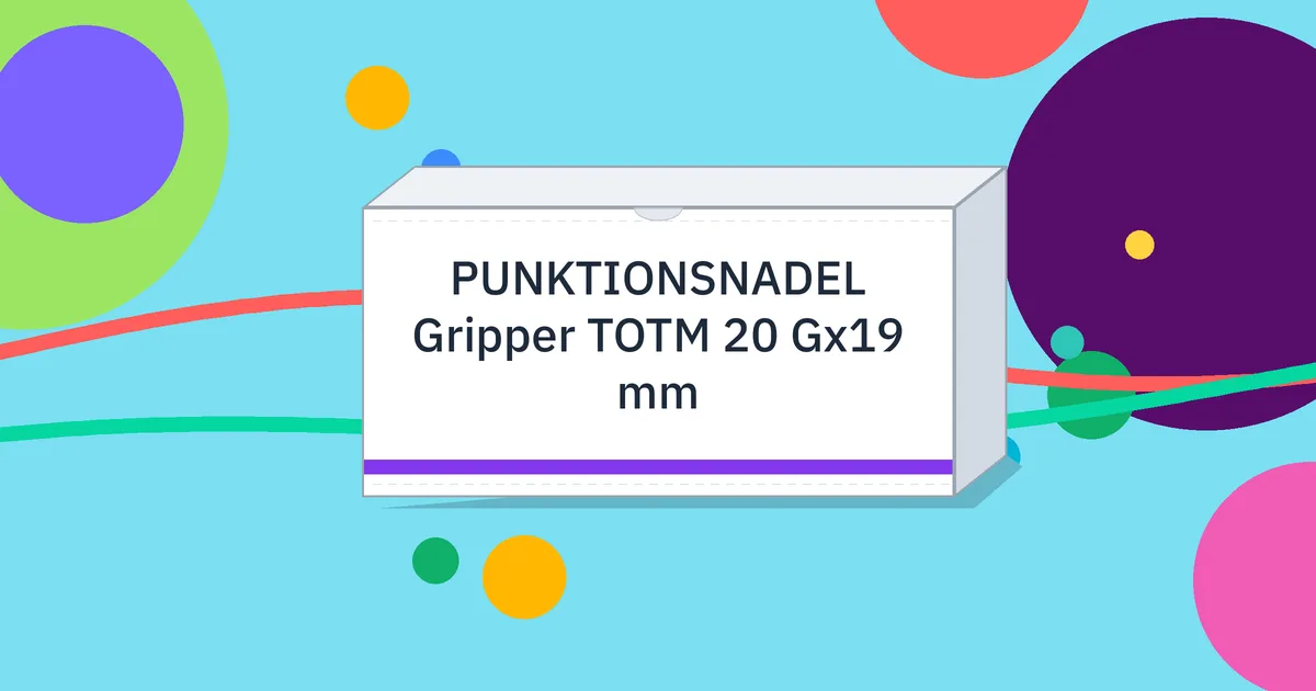 Symbolbild: Packung mit der Aufschrift PUNKTIONSNADEL Gripper TOTM 20 Gx19 mm (PZN 09422085) – Verfügbarkeit und Bezug in Apotheken in Frankfurt am Main