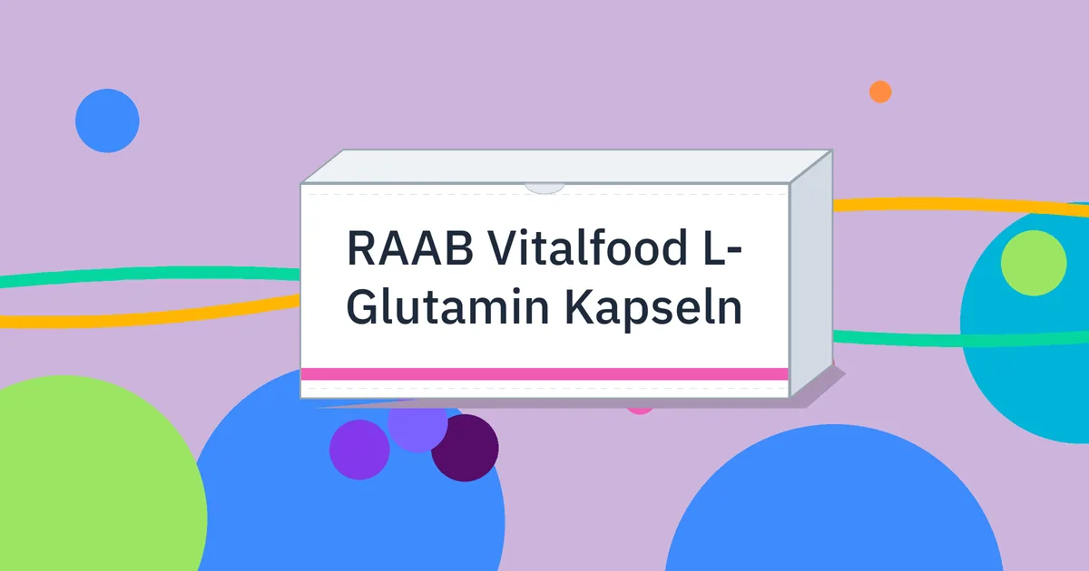 Symbolbild: Packung mit der Aufschrift RAAB Vitalfood L-Glutamin Kapseln (PZN 19305340) – Verfügbarkeit und Bezug in Apotheken in Frankfurt am Main