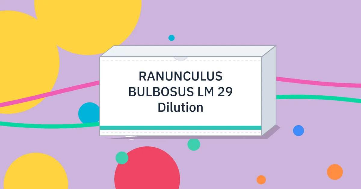 Symbolbild: Packung mit der Aufschrift RANUNCULUS BULBOSUS LM 29 Dilution (PZN 13046417) – Verfügbarkeit und Bezug in Apotheken in Frankfurt am Main