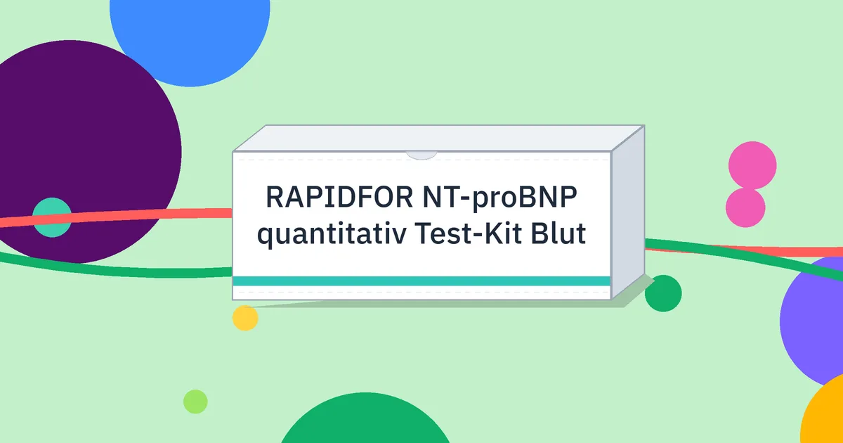 Symbolbild: Packung mit der Aufschrift RAPIDFOR NT-proBNP quantitativ Test-Kit Blut (PZN 19296374) – Verfügbarkeit und Bezug in Apotheken in Frankfurt am Main