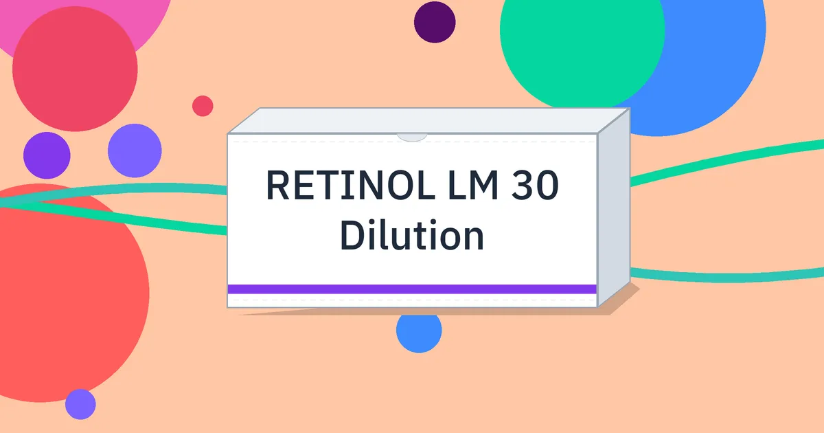 Symbolbild: Packung mit der Aufschrift RETINOL LM 30 Dilution (PZN 13047807) – Verfügbarkeit und Bezug in Apotheken in Frankfurt am Main