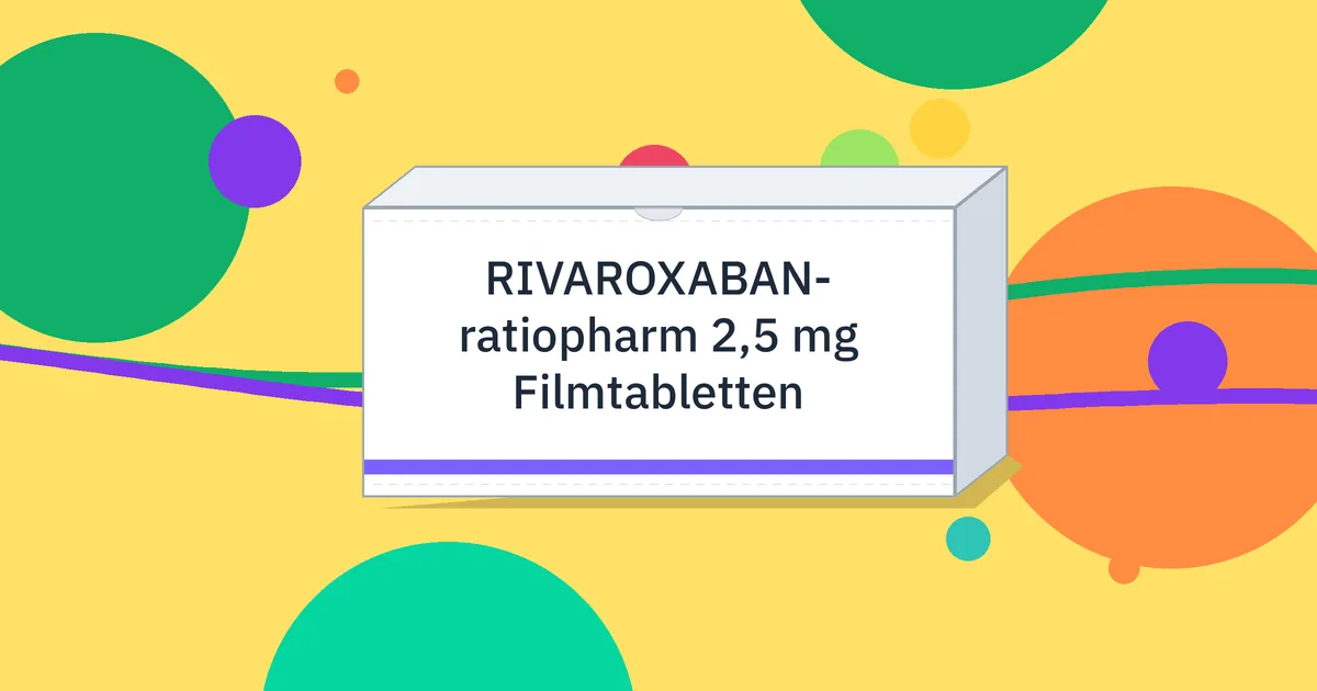 Symbolbild: Packung mit der Aufschrift RIVAROXABAN-ratiopharm 2,5 mg Filmtabletten (PZN 18826700) – Verfügbarkeit und Bezug in Apotheken in Frankfurt am Main