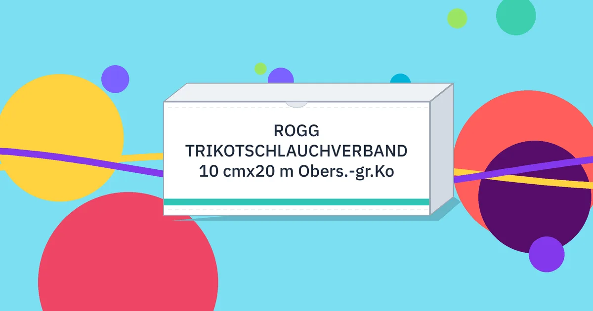 Symbolbild: Packung mit der Aufschrift ROGG TRIKOTSCHLAUCHVERBAND 10 cmx20 m Obers.-gr.Ko (PZN 04976270) – Verfügbarkeit und Bezug in Apotheken in Frankfurt am Main