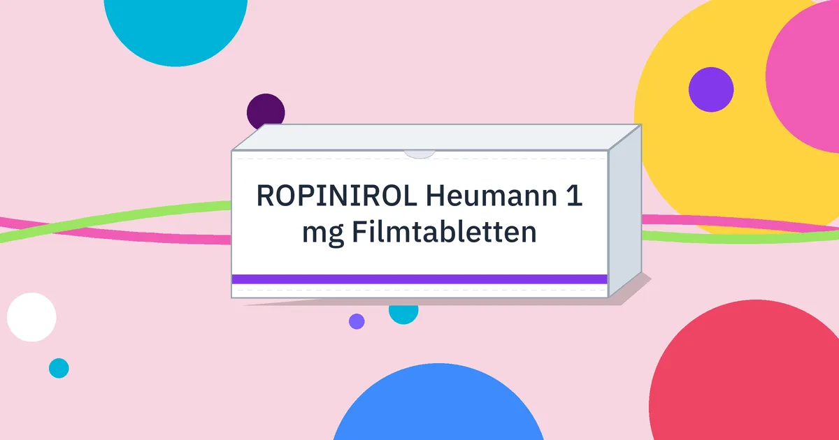 Symbolbild: Packung mit der Aufschrift ROPINIROL Heumann 1 mg Filmtabletten (PZN 09493412) – Verfügbarkeit und Bezug in Apotheken in Frankfurt am Main