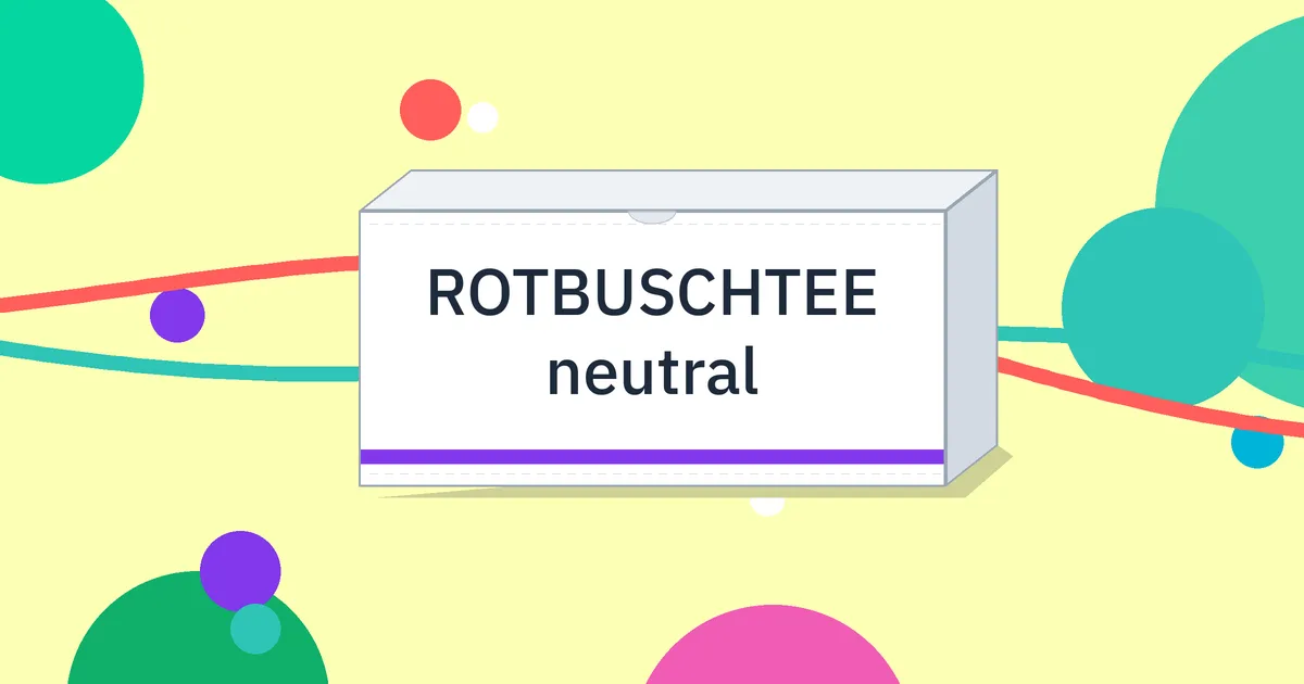 Symbolbild: Packung mit der Aufschrift ROTBUSCHTEE neutral (PZN 01438879) – Verfügbarkeit und Bezug in Apotheken in Frankfurt am Main