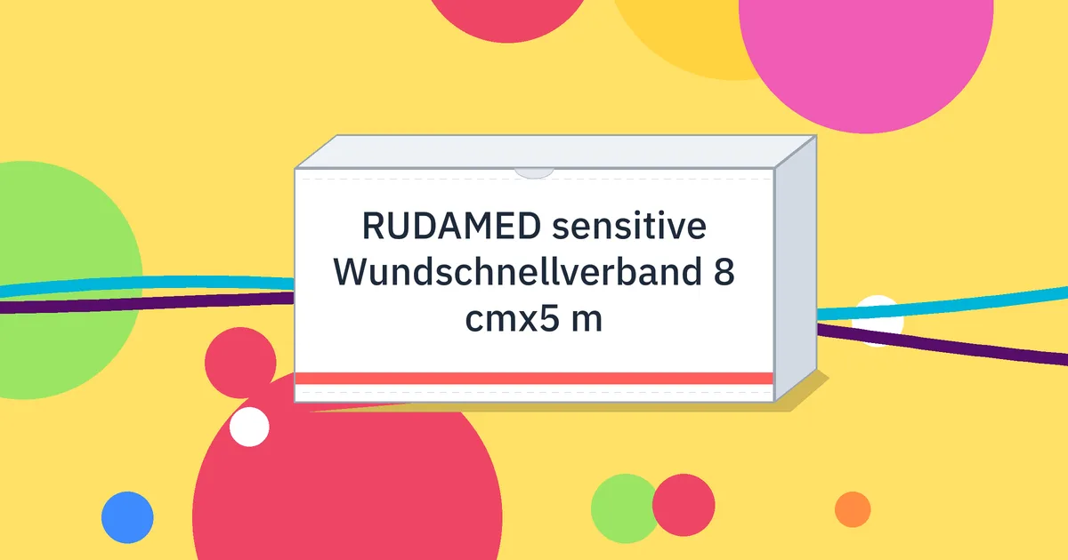 Symbolbild: Packung mit der Aufschrift RUDAMED sensitive Wundschnellverband 8 cmx5 m (PZN 00890235) – Verfügbarkeit und Bezug in Apotheken in Frankfurt am Main