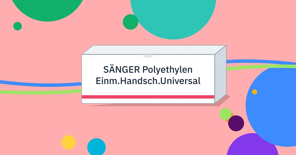 Symbolbild: Packung mit der Aufschrift SÄNGER Polyethylen Einm.Handsch.Universal (PZN 00287792) – Verfügbarkeit und Bezug in Apotheken in Frankfurt am Main