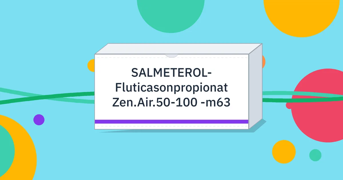 Symbolbild: Packung mit der Aufschrift SALMETEROL-Fluticasonpropionat Zen.Air.50-100 -m63 (PZN 16737091) – Verfügbarkeit und Bezug in Apotheken in Frankfurt am Main