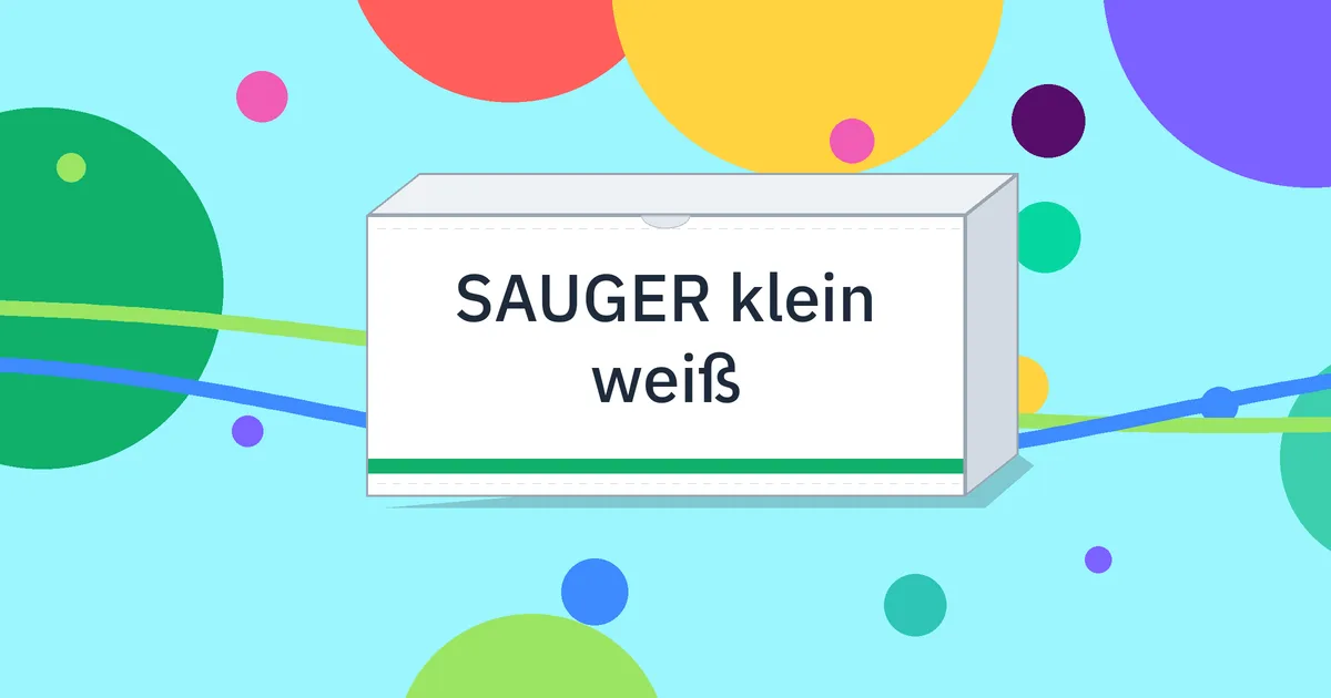 Symbolbild: Packung mit der Aufschrift SAUGER klein weiß (PZN 04849666) – Verfügbarkeit und Bezug in Apotheken in Frankfurt am Main