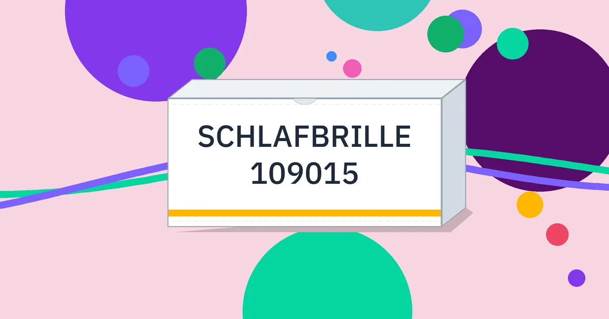 Symbolbild: Packung mit der Aufschrift SCHLAFBRILLE 109015 (PZN 04756433) – Verfügbarkeit und Bezug in Apotheken in Frankfurt am Main