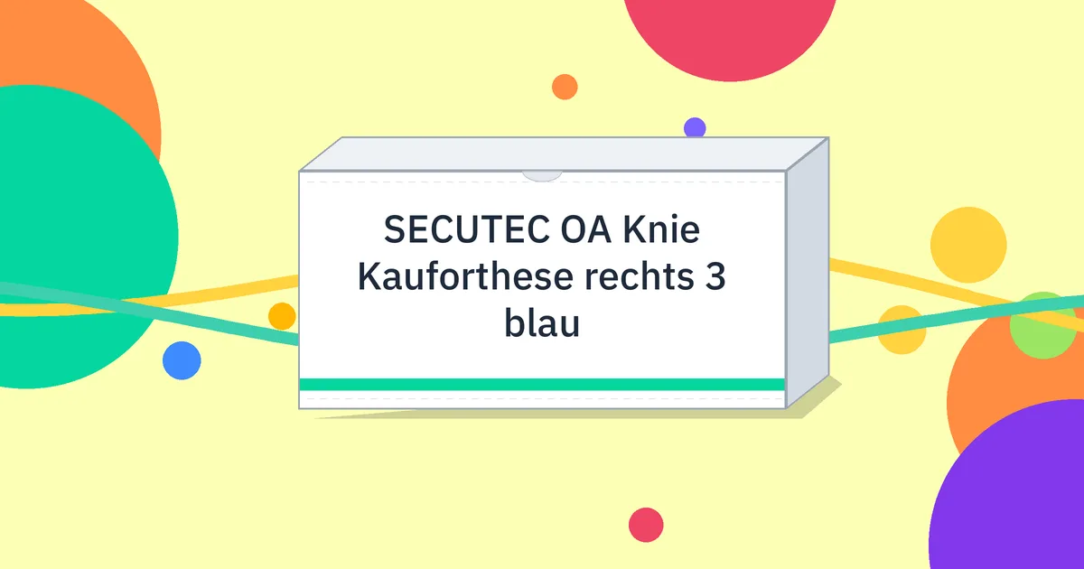Symbolbild: Packung mit der Aufschrift SECUTEC OA Knie Kauforthese rechts 3 blau (PZN 14253940) – Verfügbarkeit und Bezug in Apotheken in Frankfurt am Main