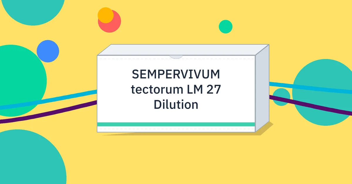 Symbolbild: Packung mit der Aufschrift SEMPERVIVUM tectorum LM 27 Dilution (PZN 13186383) – Verfügbarkeit und Bezug in Apotheken in Frankfurt am Main