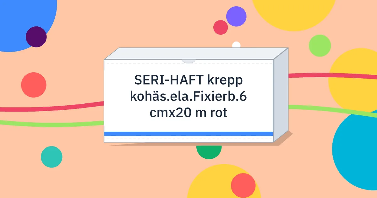 Symbolbild: Packung mit der Aufschrift SERI-HAFT krepp kohäs.ela.Fixierb.6 cmx20 m rot (PZN 14381603) – Verfügbarkeit und Bezug in Apotheken in Frankfurt am Main