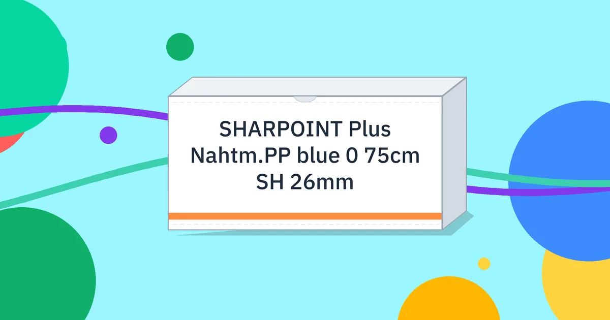 Symbolbild: Packung mit der Aufschrift SHARPOINT Plus Nahtm.PP blue 0 75cm SH 26mm (PZN 17986169) – Verfügbarkeit und Bezug in Apotheken in Frankfurt am Main