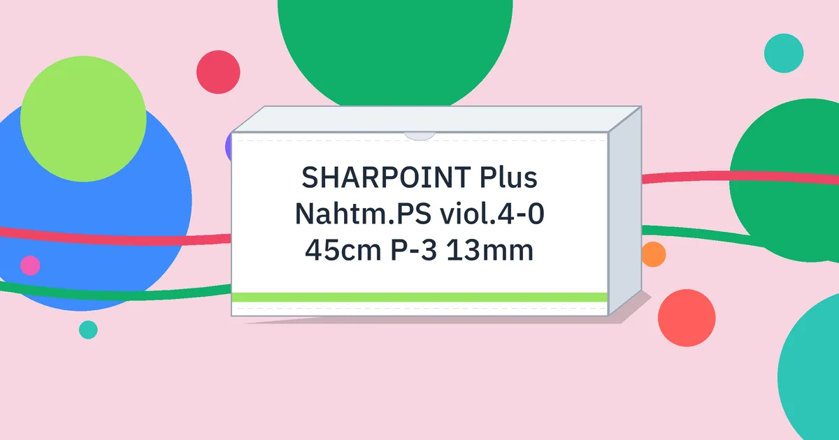 Symbolbild: Packung mit der Aufschrift SHARPOINT Plus Nahtm.PS viol.4-0 45cm P-3 13mm (PZN 17995323) – Verfügbarkeit und Bezug in Apotheken in Frankfurt am Main