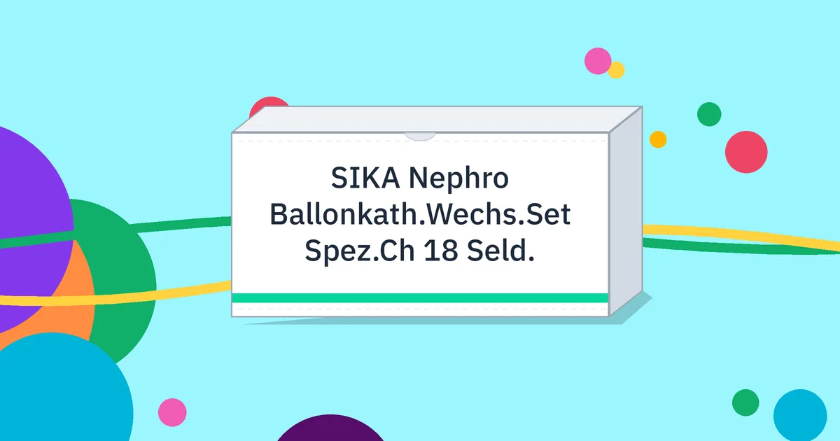 Symbolbild: Packung mit der Aufschrift SIKA Nephro Ballonkath.Wechs.Set Spez.Ch 18 Seld. (PZN 03409528) – Verfügbarkeit und Bezug in Apotheken in Frankfurt am Main