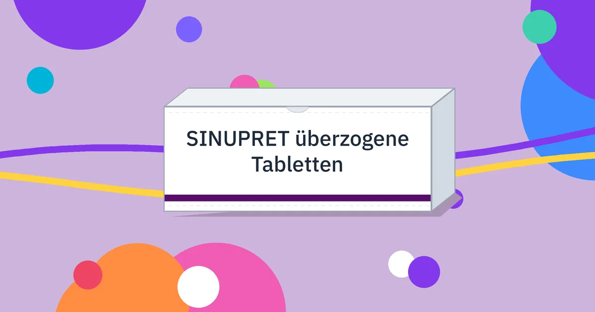 Symbolbild: Packung mit der Aufschrift SINUPRET überzogene Tabletten (PZN 03243890) – Verfügbarkeit und Bezug in Apotheken in Frankfurt am Main