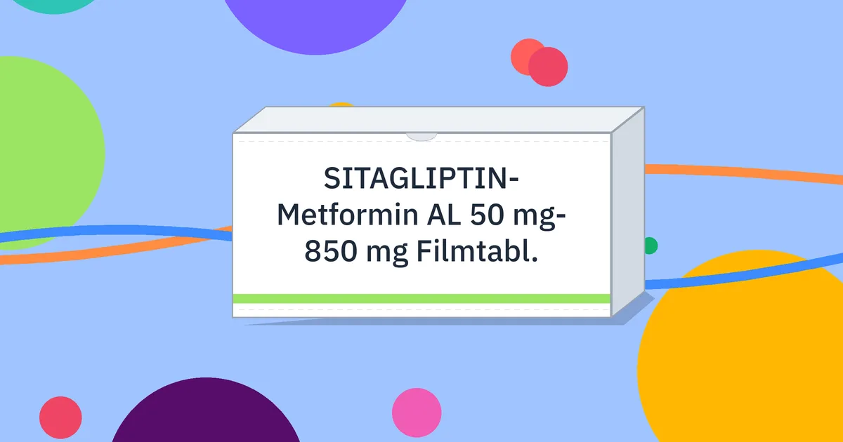 Symbolbild: Packung mit der Aufschrift SITAGLIPTIN-Metformin AL 50 mg-850 mg Filmtabl. (PZN 17916772) – Verfügbarkeit und Bezug in Apotheken in Frankfurt am Main