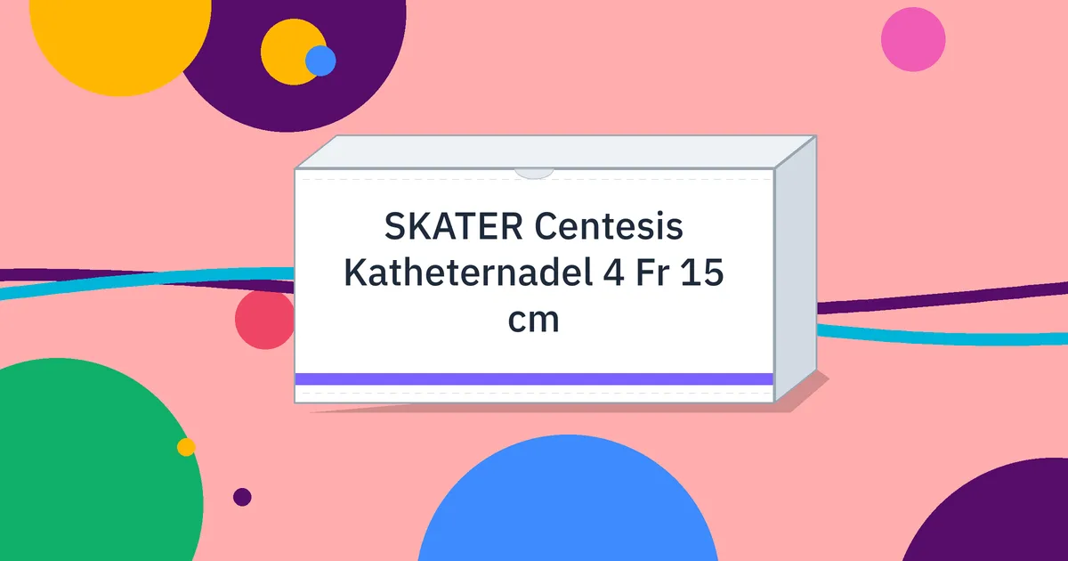Symbolbild: Packung mit der Aufschrift SKATER Centesis Katheternadel 4 Fr 15 cm (PZN 06769500) – Verfügbarkeit und Bezug in Apotheken in Frankfurt am Main
