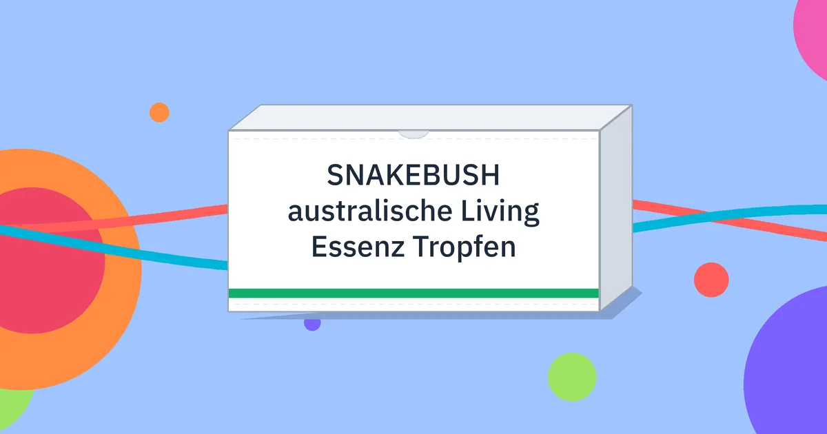 Symbolbild: Packung mit der Aufschrift SNAKEBUSH australische Living Essenz Tropfen (PZN 05011072) – Verfügbarkeit und Bezug in Apotheken in Frankfurt am Main