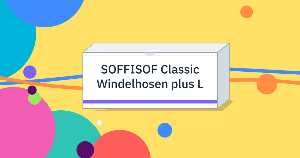 Symbolbild: Packung mit der Aufschrift SOFFISOF Classic Windelhosen plus L (PZN 12566534) – Verfügbarkeit und Bezug in Apotheken in Frankfurt am Main