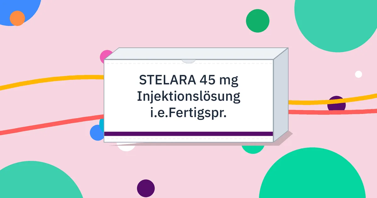Symbolbild: Packung mit der Aufschrift STELARA 45 mg Injektionslösung i.e.Fertigspr. (PZN 11158359) – Verfügbarkeit und Bezug in Apotheken in Frankfurt am Main
