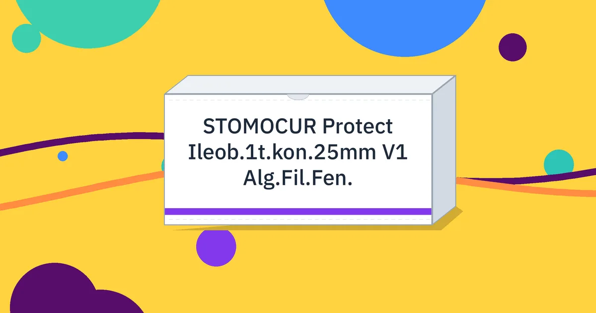 Symbolbild: Packung mit der Aufschrift STOMOCUR Protect Ileob.1t.kon.25mm V1 Alg.Fil.Fen. (PZN 14367135) – Verfügbarkeit und Bezug in Apotheken in Frankfurt am Main