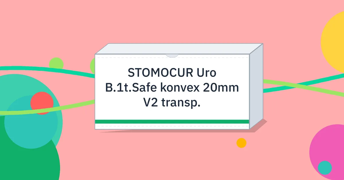 Symbolbild: Packung mit der Aufschrift STOMOCUR Uro B.1t.Safe konvex 20mm V2 transp. (PZN 16622399) – Verfügbarkeit und Bezug in Apotheken in Frankfurt am Main