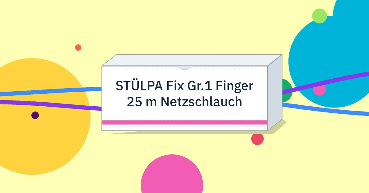 Symbolbild: Packung mit der Aufschrift STÜLPA Fix Gr.1 Finger 25 m Netzschlauch (PZN 02175399) – Verfügbarkeit und Bezug in Apotheken in Frankfurt am Main