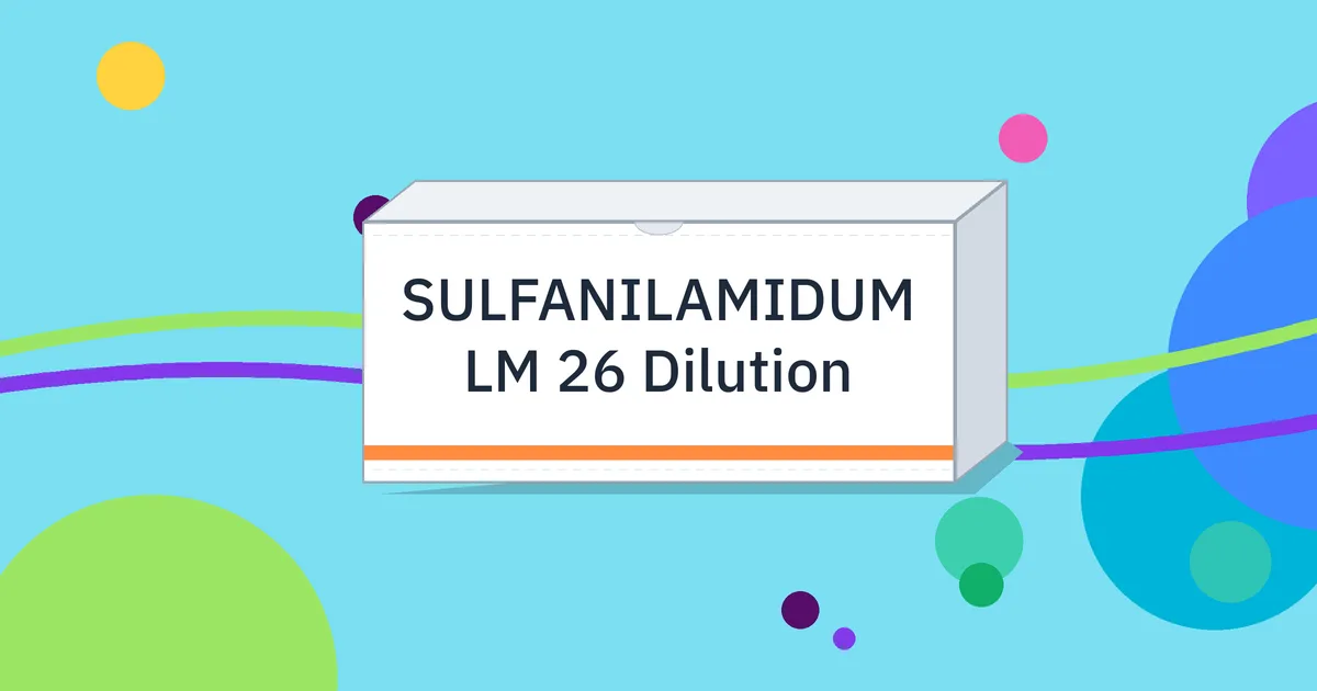 Symbolbild: Packung mit der Aufschrift SULFANILAMIDUM LM 26 Dilution (PZN 13209210) – Verfügbarkeit und Bezug in Apotheken in Frankfurt am Main