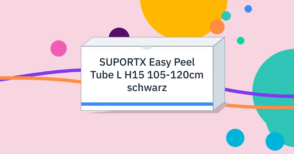 Symbolbild: Packung mit der Aufschrift SUPORTX Easy Peel Tube L H15 105-120cm schwarz (PZN 09486530) – Verfügbarkeit und Bezug in Apotheken in Frankfurt am Main