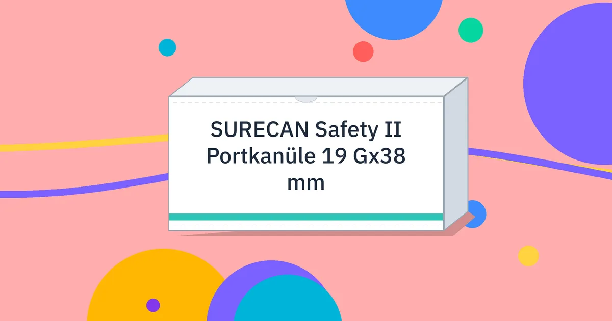 Symbolbild: Packung mit der Aufschrift SURECAN Safety II Portkanüle 19 Gx38 mm (PZN 07799822) – Verfügbarkeit und Bezug in Apotheken in Frankfurt am Main