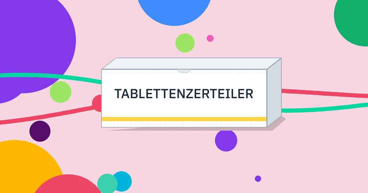 Symbolbild: Packung mit der Aufschrift TABLETTENZERTEILER (PZN 00260267) – Verfügbarkeit und Bezug in Apotheken in Frankfurt am Main
