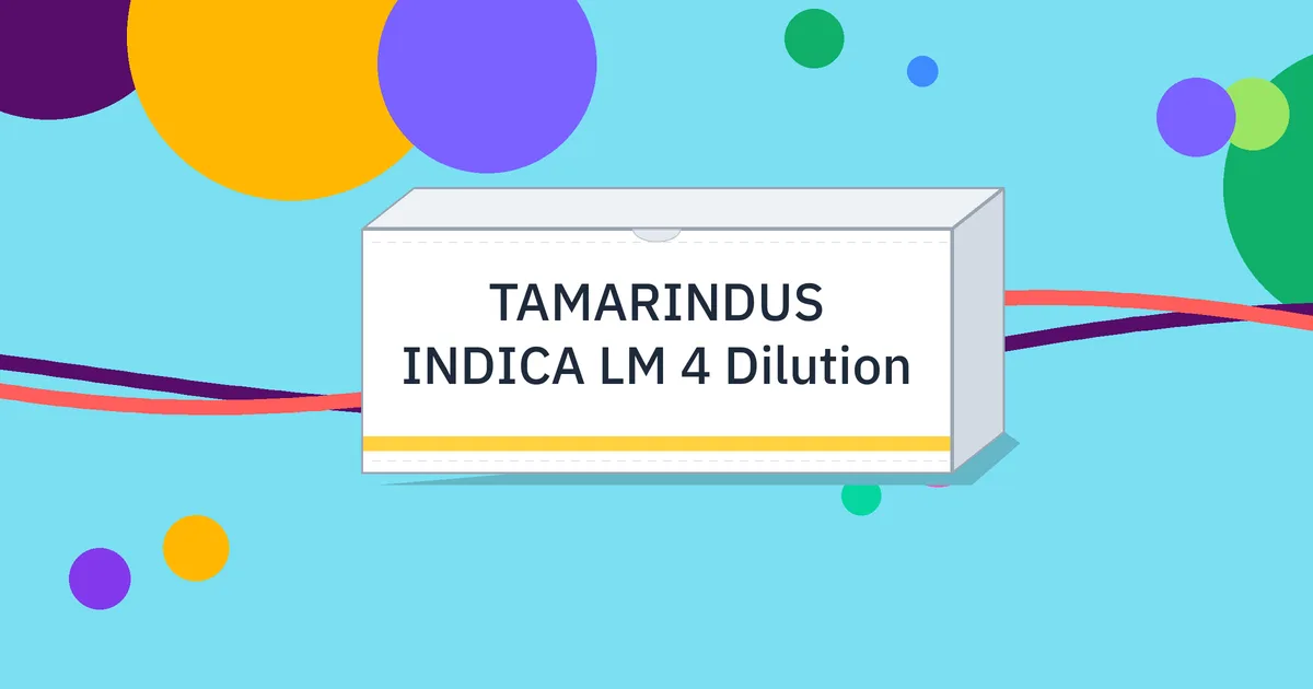 Symbolbild: Packung mit der Aufschrift TAMARINDUS INDICA LM 4 Dilution (PZN 13686200) – Verfügbarkeit und Bezug in Apotheken in Frankfurt am Main