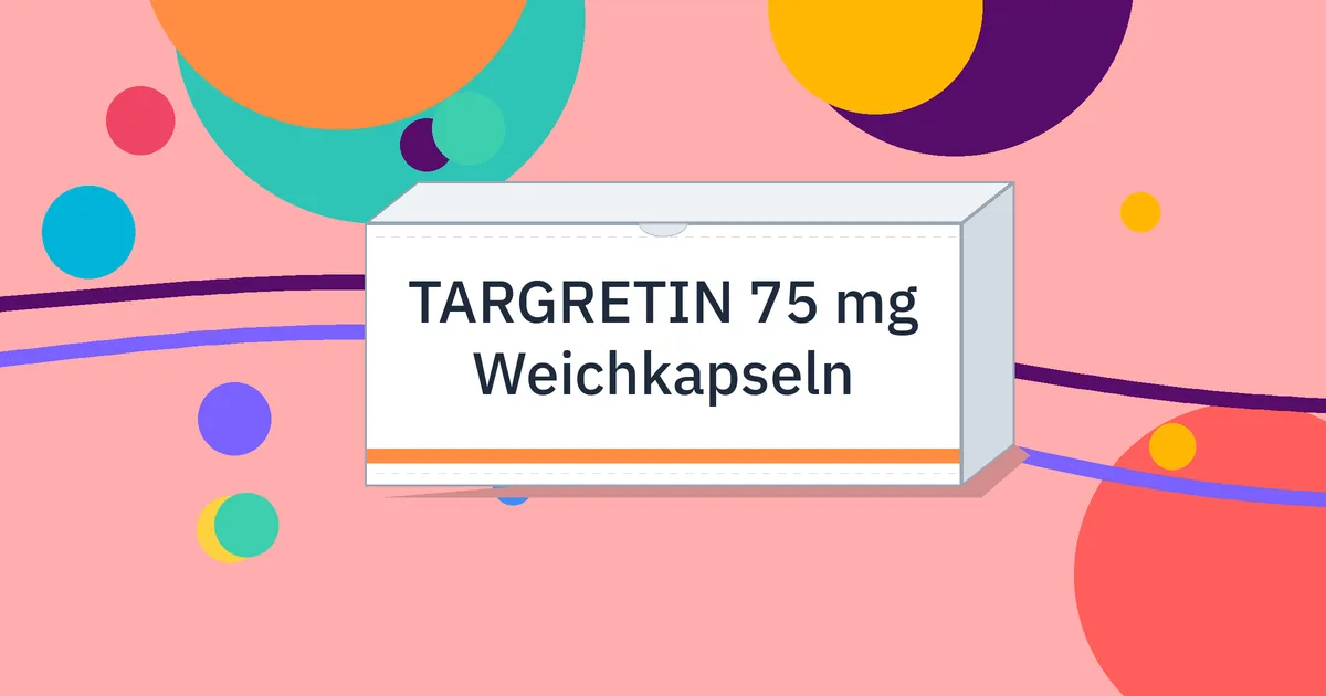 Symbolbild: Packung mit der Aufschrift TARGRETIN 75 mg Weichkapseln (PZN 02260739) – Verfügbarkeit und Bezug in Apotheken in Frankfurt am Main