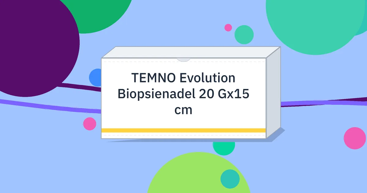 Symbolbild: Packung mit der Aufschrift TEMNO Evolution Biopsienadel 20 Gx15 cm (PZN 18765938) – Verfügbarkeit und Bezug in Apotheken in Frankfurt am Main